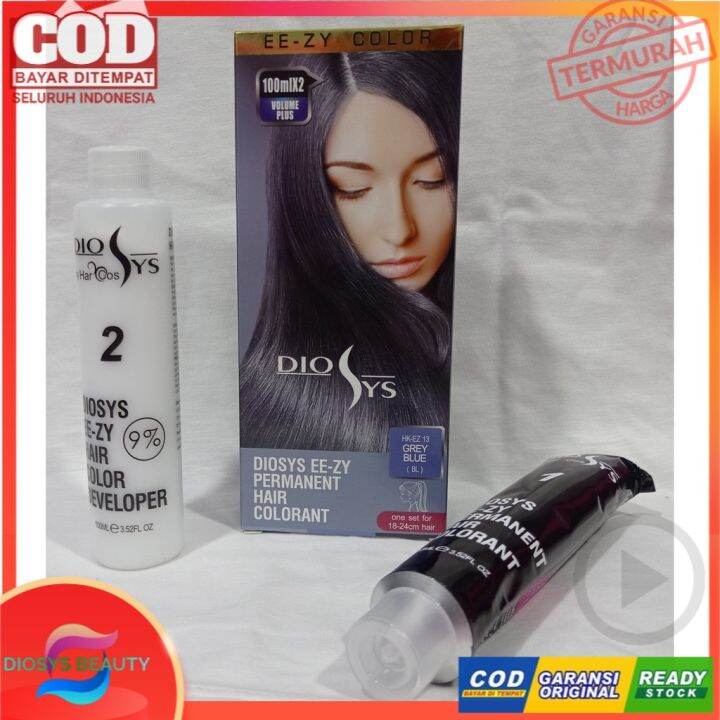 Cat rambut hair color Diosys 100ml Warna GREY BLUE semir rambut original 100ml plus developer ...