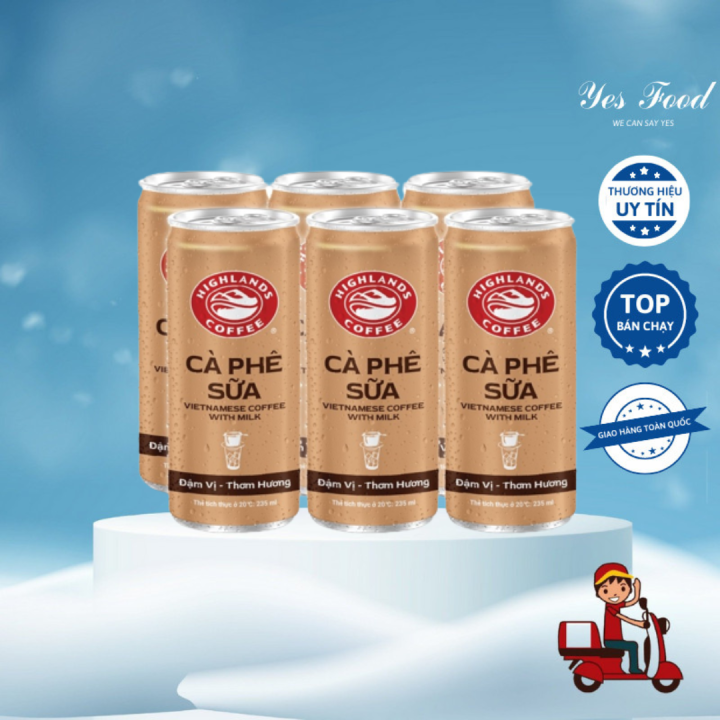Thùng 24 Lon Cà Phê Sữa Đá Highlands Coffee 185 Ml/Lon Thiết Kế Lon Cao ...