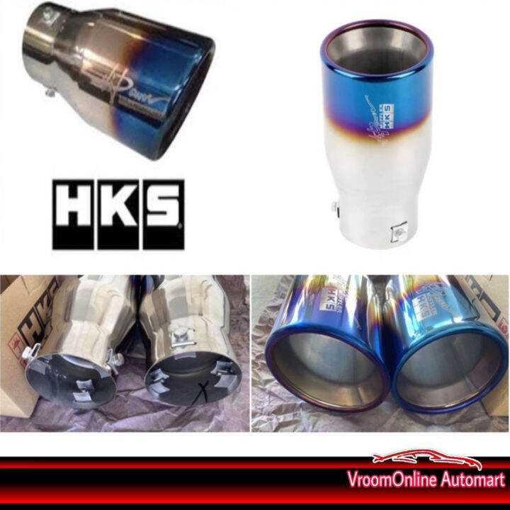 HKS TITANIUM 4" outlet stainless steel tail tip pipe car exhaust blue ekzos kereta with clip pnp ...