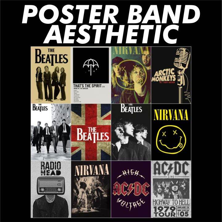 Poster Band Aesthetic ISI 12 POSTER Tinggal Pasang Bahan Stiker High ...