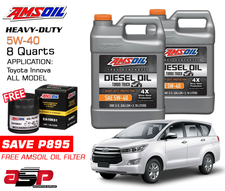 AMSOIL Heavy-Duty Turbo Truck Synthetic Diesel Engine Oil 5W-40 8 ...