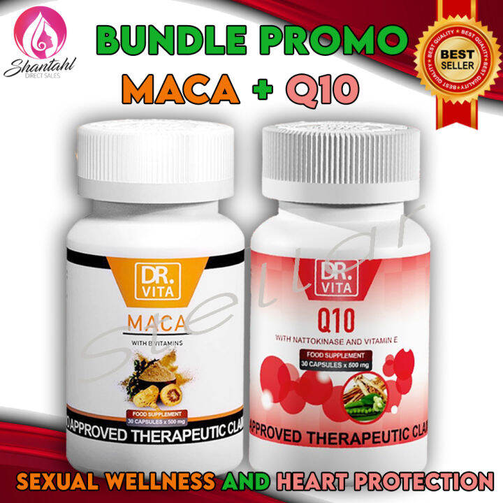 BUNDLE of DR.VITA MACA and DR. VITA Q10 with Nattokinase and Vitamin E for Healthy heart 500mg ...