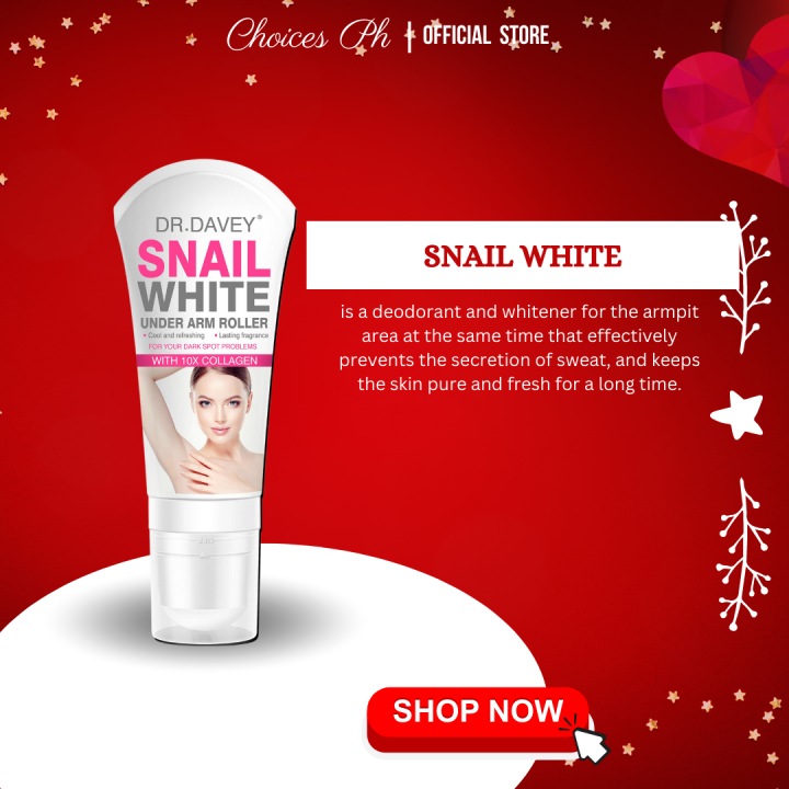Snail White Antiperspirant Refreshing Deodorant Dr. Davey Snail White Underarm Roller with 10x ...