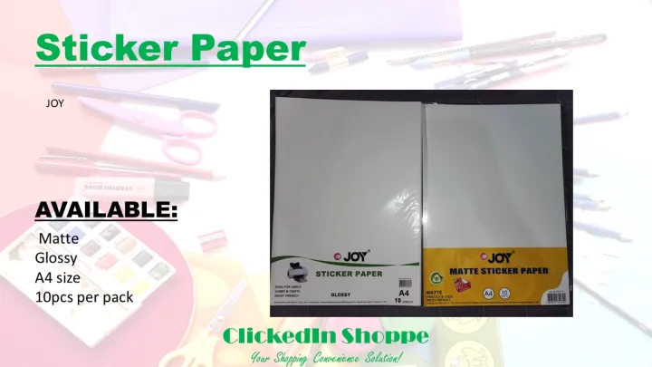 Sticker paper JOY Brand Matte/Glossy - 10 pcs per pack | Lazada PH