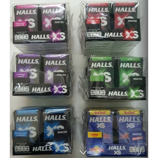 ฮอลลล์ เอ็กซ์เอส ลูกอม รวมเซท Halls Xs sugar free แพ็คแบบตลับ 13.8g x 12 ตลับ | Lazada.co.th