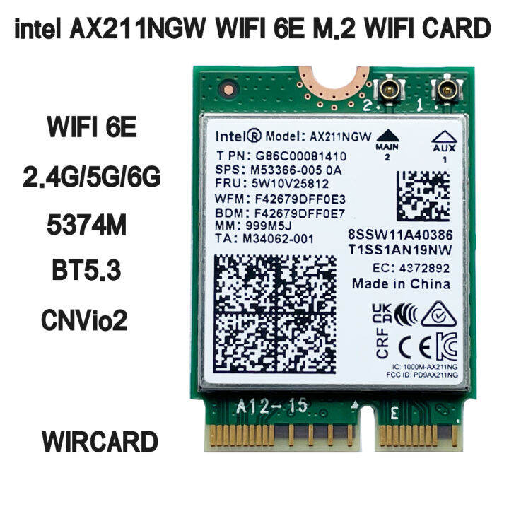 WiFi 6E AX211NGW Tri Band 2.4G5G6Ghz Wireless Network Wifi Card Adapter ...