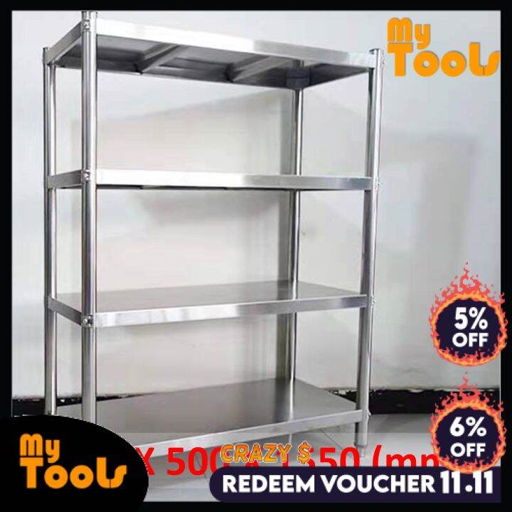 Mytools 4 Tier Stainless Steel Rack Kitchen Storage Shelf 1200L X 500W ...