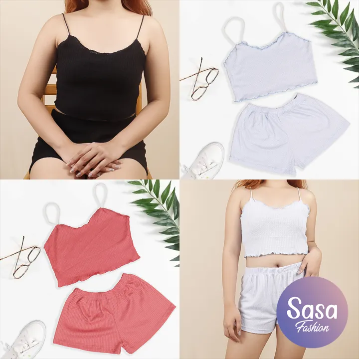 SASA Coordinate Sando V Neck Lettuce Top with Short ZOE | Lazada PH