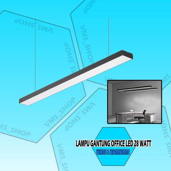 LAMPU BALOK LED 28W/ LAMPU KANTOR OFFICE PLAFON GANTUNG TL LED HITAM ...