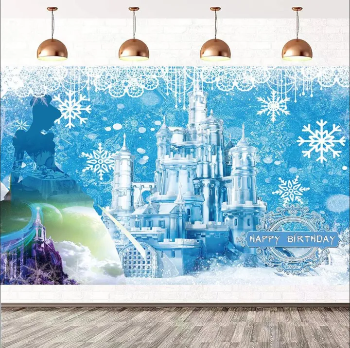 Snow Castle Backdrop Princess Girl's Birthday Party Decorative Banner ...