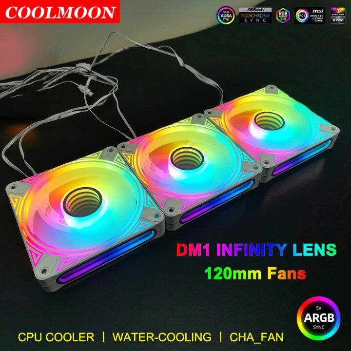 Coolmoon 12cm ARGB 5V 3Pin Reverse Cooling Fans PWM Control Radiator ...