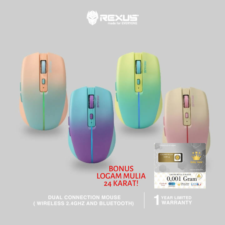 Rexus QB-200 QB 200 Skies - Dual Mode Wireless Bluetooth Office Mouse ...