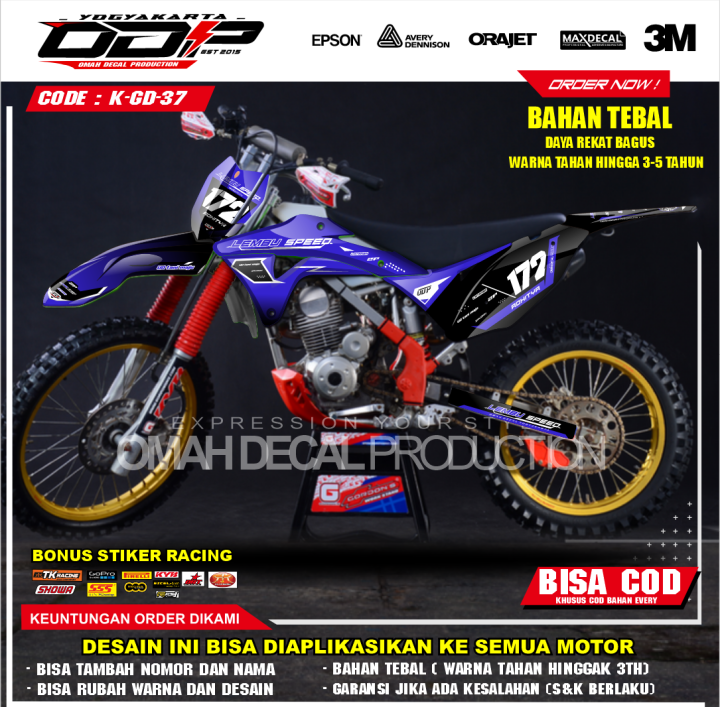 DECAL KLX GORDON FULL BODY KAWASAKI STIKER DEKAL MOTOR TRILL MOTOR ...