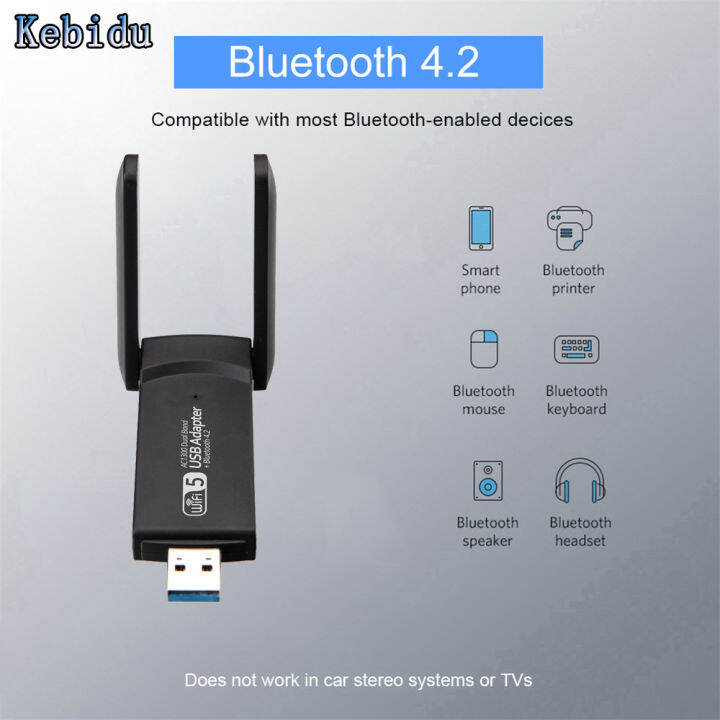 Kebidu USB 3.0 1200Mbps Wireless Network Card Dual Band 2.4Ghz5GHz Dongle Hi-Speed WiFi Adapter ...