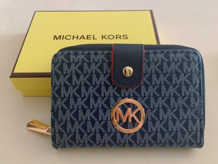 Authentic MK Top Grade Leather Medium Size Zipper Bifold Wallet ...