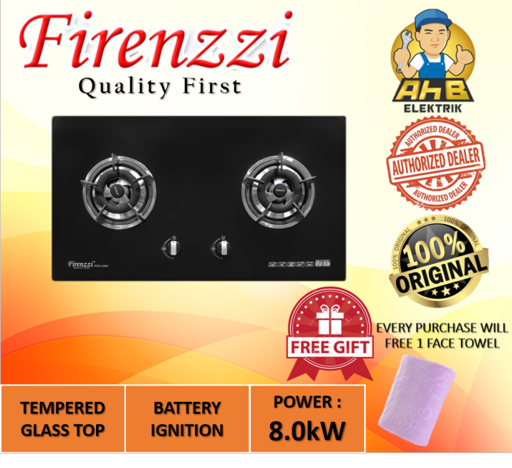𝐅𝐈𝐑𝐄𝐍𝐙𝐙𝐈 Glass Hob High Flame 8.0kW Tempered Glass Built In 2 Burner ...
