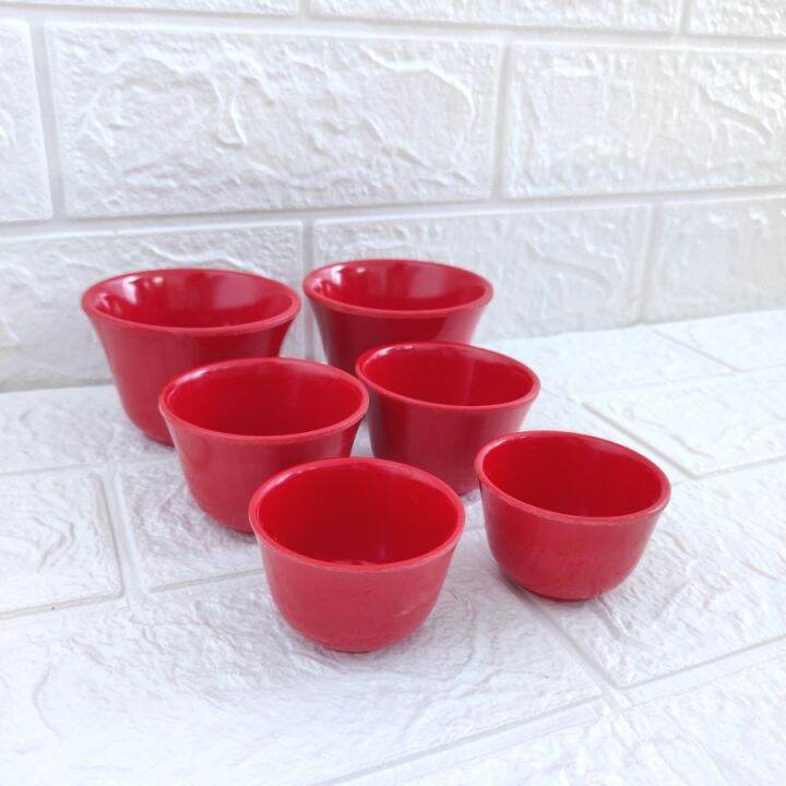 Cucing Sembahyang Cangkir Mangkok Merah Arak Sloki Melamin 3 ukuran ...