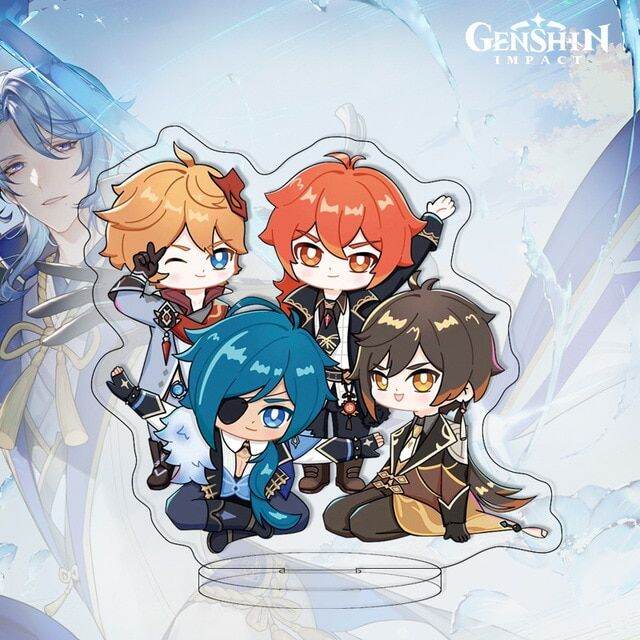 10cm Mini Genshin Impact Acrylic Stand Model Plate Zhongli Xiao Kazuha ...