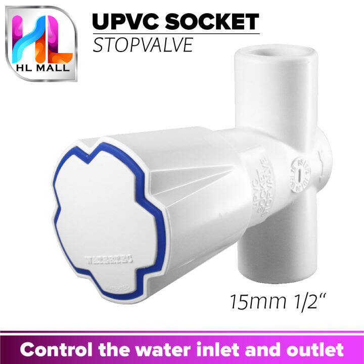 HL MALL WATERTEC 1/2" inch (15mm) UPVC Stop Cock / Valve Control water ...