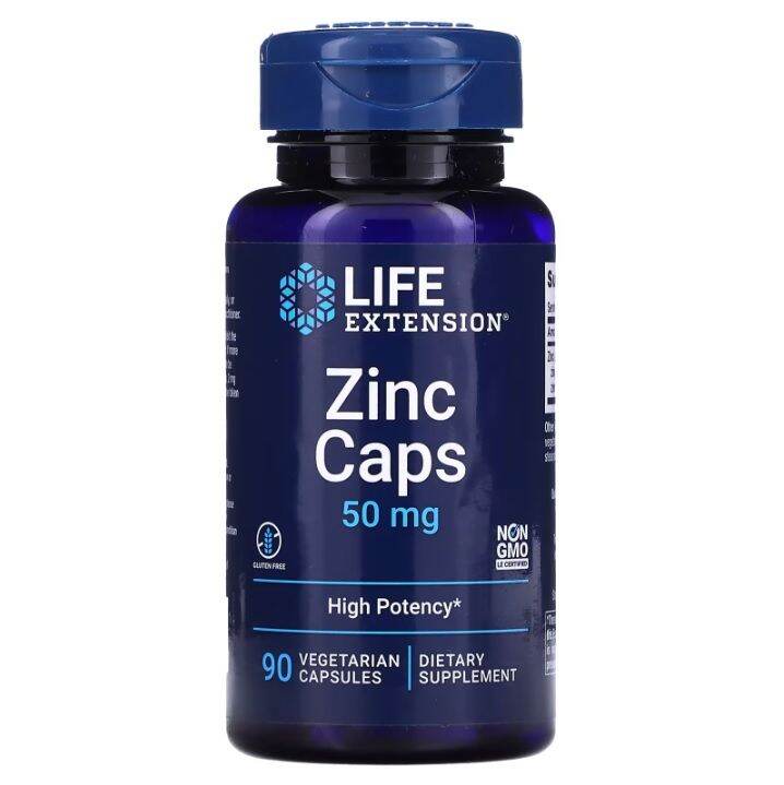 Life Extension, Zinc Caps, Minerals and Supplements, High Potency, 50 ...