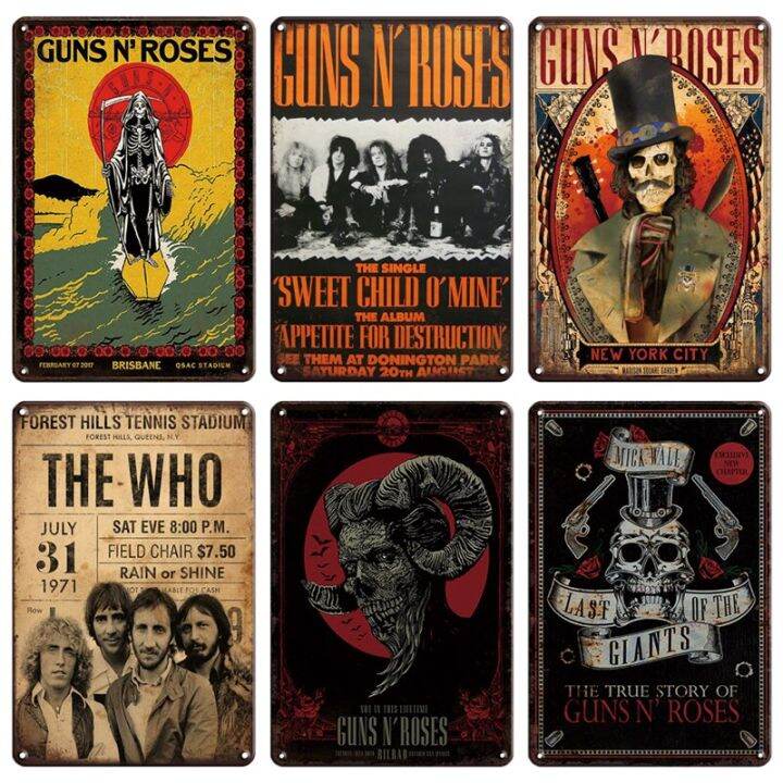 Retro Vintage Rock Band Poster Metal Sign for Pub, Bar, or Home Club ...
