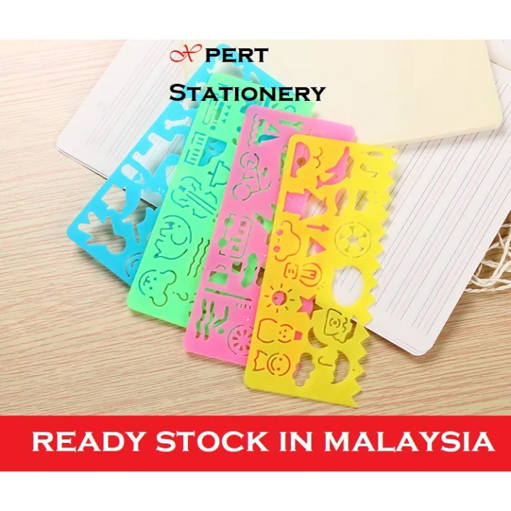 4 pcs / 4 in 1 Drawing Ruler 4 colors kid learning draw line kit ...