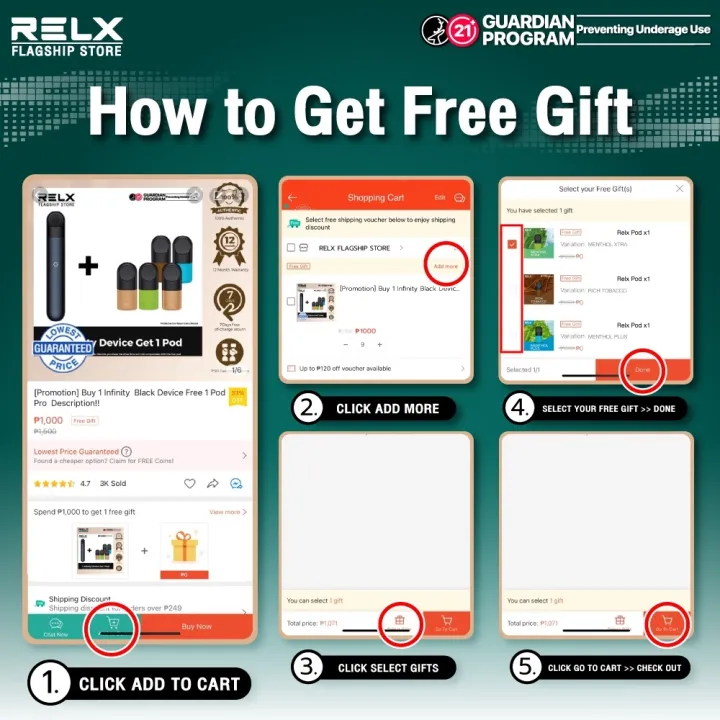 [Don't forget to add gift] RELX Buy 1 Steel Device Free Pod | Lazada PH