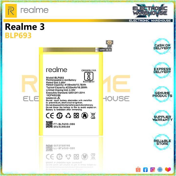 Battery for Realme 3 Model BLP693 4230mAh Capacity | Lazada PH