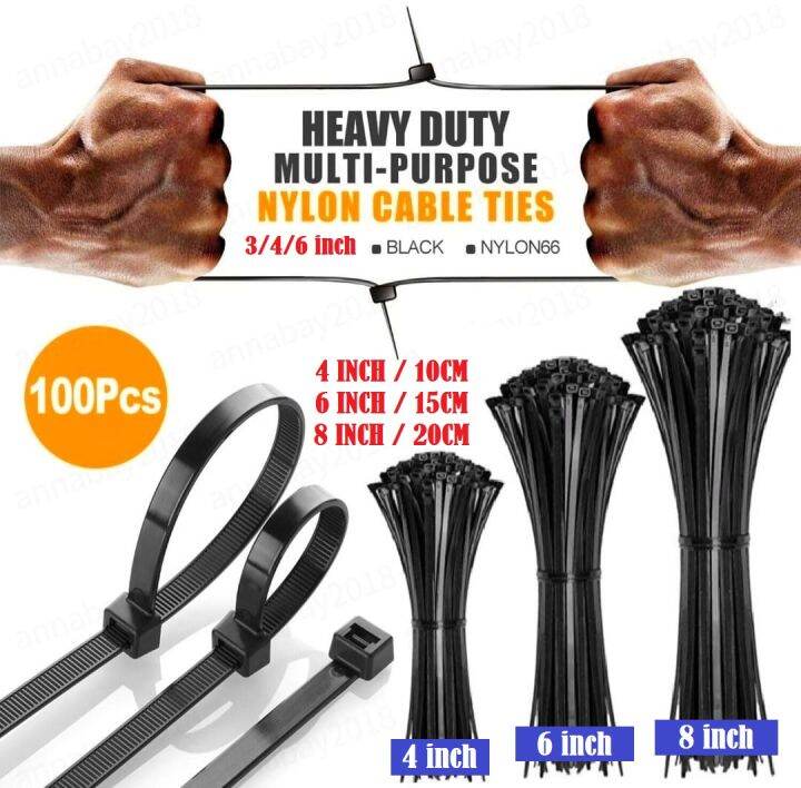 100pcs Cable Ties Nylon Cable Tight Wire Taging Tool 4 Inch 6 Inch 8 ...