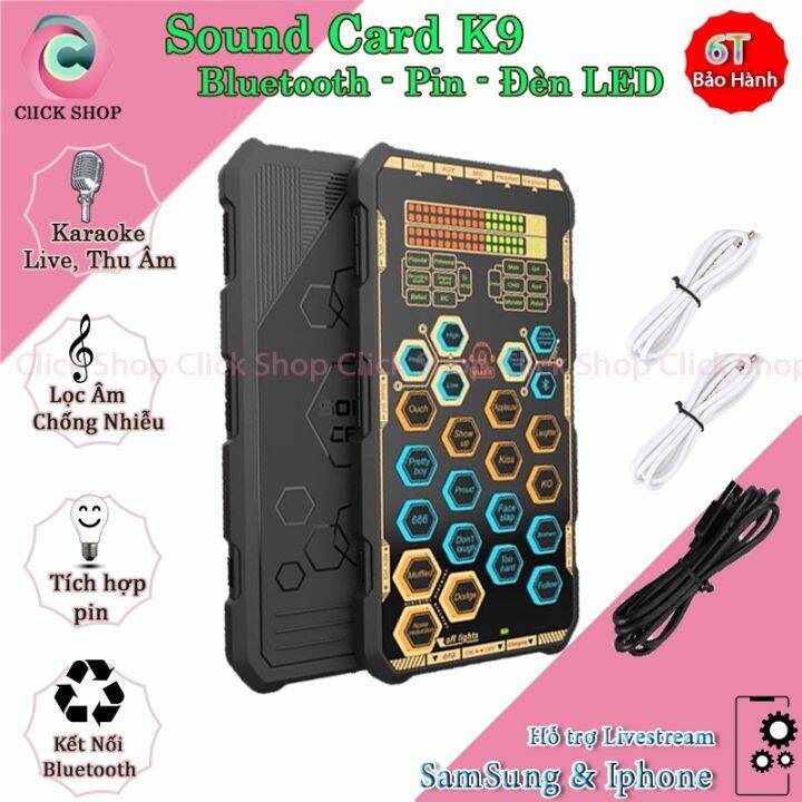 Bộ Sound card K9 mobile Tiện Chơi game, thu âm, livestream online, PK ...