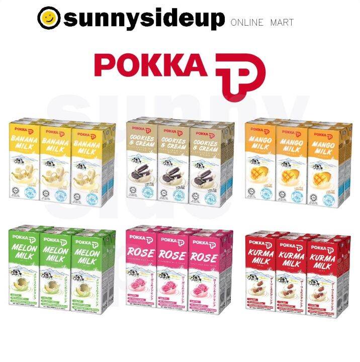 [SUNNY] Pokka Milk 6 x 250ml Banana | Melon | Cookies | Mango | Rose | Lazada