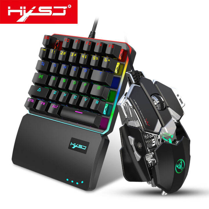 HXSJ V200+J600 Keyboard + Mouse Combo J600 Wired Gaming Mouse 9-key ...