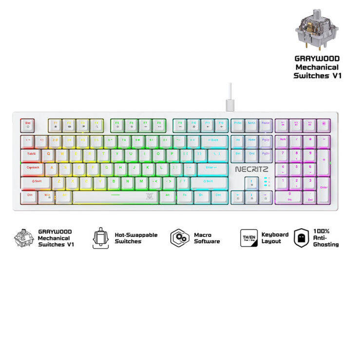 NUBWO-X KEYBOARD NECRITZ X37 WHITE - GRAYWOOD-SWITCH | Lazada.co.th