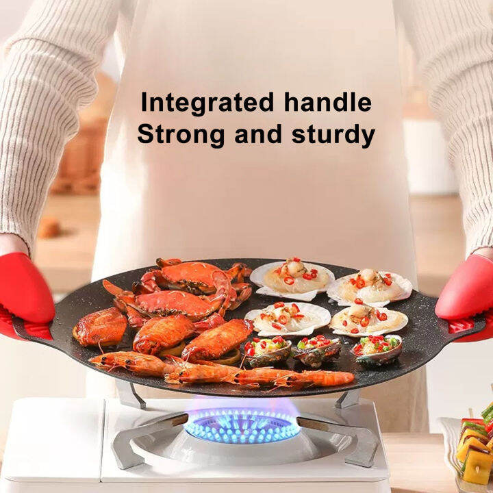 Round Teppanyaki Frying Pan Harmless Non Stick Korean BBQ Plate High ...