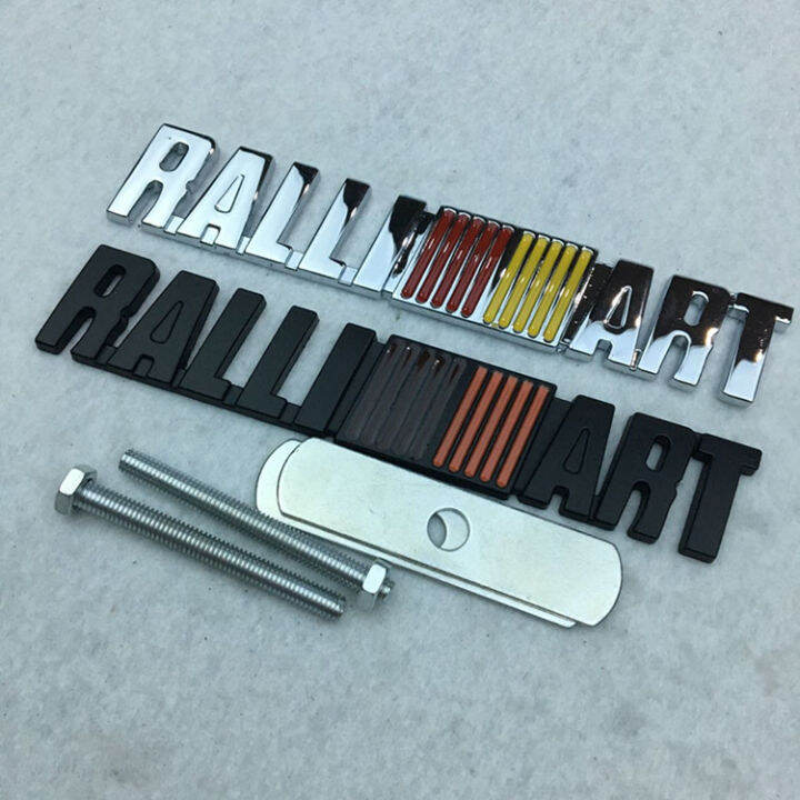 Metal RALLIART logo front grille emblem for Mitsubishi Lancer EVO ...