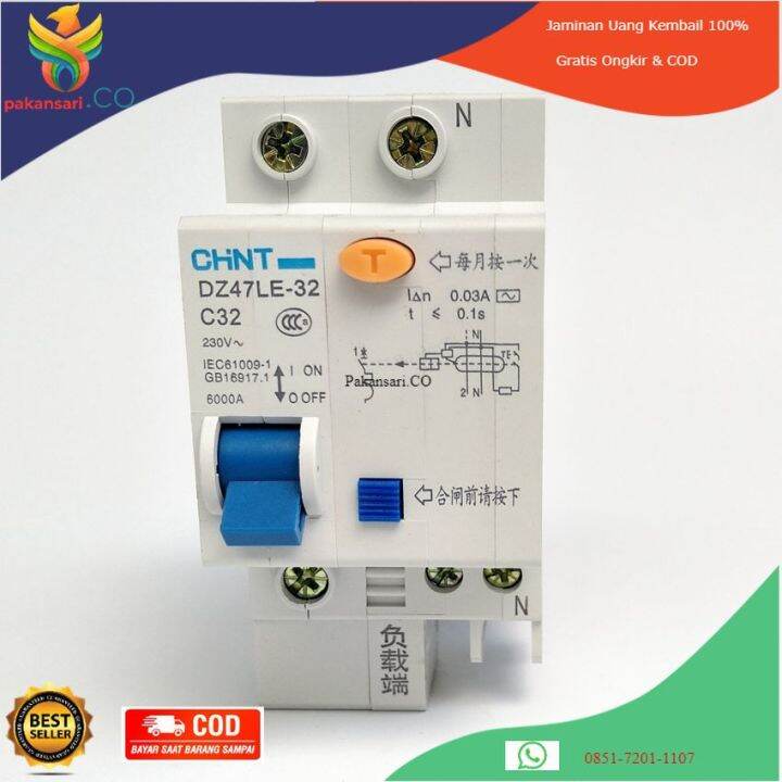 RCBO Elcb Rccb CHINT DZ47LE - 32 1p 6ka Anti kesetrum / Anti kontak | Lazada Indonesia