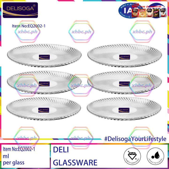 Deli Delisoga ️120mm Glassware Glass Saucer Glass Plate Set (1pcs.6pcs ...