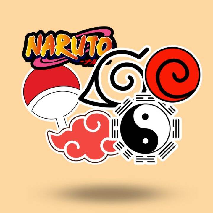 Naruto Logo Uchiha Akatsuki Shuriken Konoha Hyuga 2.6 inches Vinyl ...