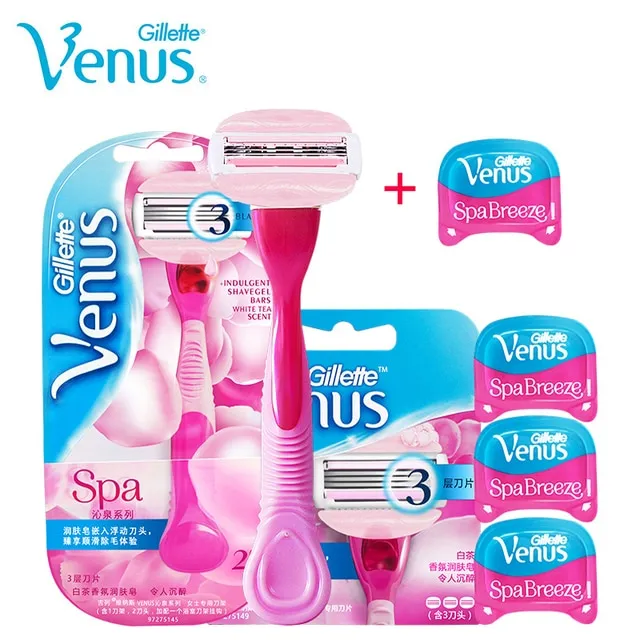 Gillette Venus Spa Breeze Safety Shaving Razor Blades Refills For ...