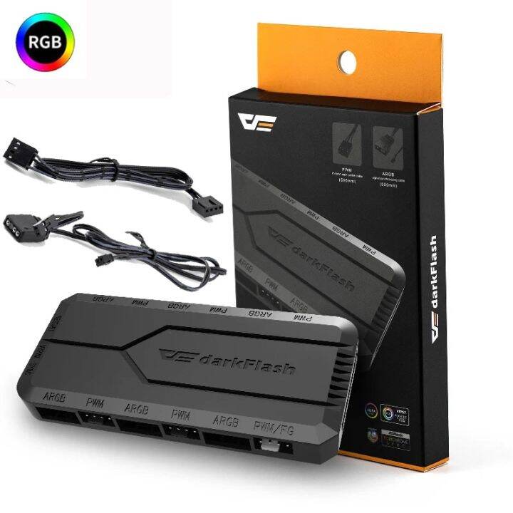 Darkflash Rgb/pwm Hub 6 Ports For 5v 3pin Rgb With 5v 4pin Pwm Argb Fan Controller Sata Power ...