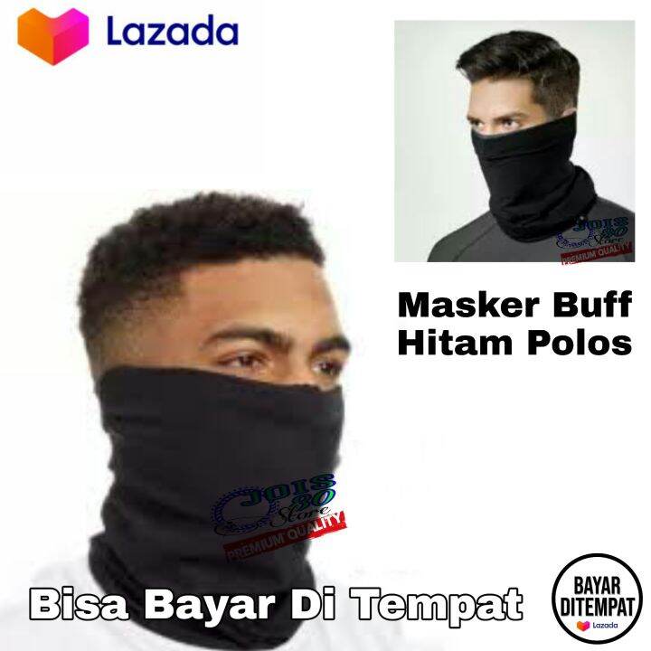 Masker Buff Hitam Polos Kain ELastis Tampa Sambungan - JOIS 80 | Lazada ...