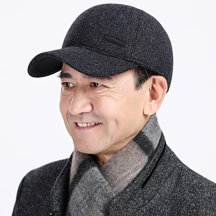 Middle-aged and elderly men's hats in winter, old people's grandfathers ...