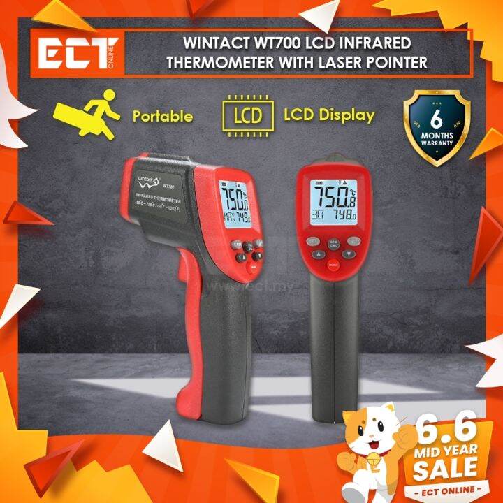 Wintact WT700 LCD Infrared Thermometer with Laser Pointer for Object Measurement (-50~750℃) | Lazada