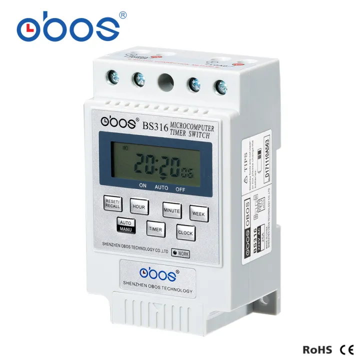 OBOS AC Timer Switch BS316ใหม่ KG316T AC 220V 25A Din Rail Digital Timer Switch | Lazada.co.th