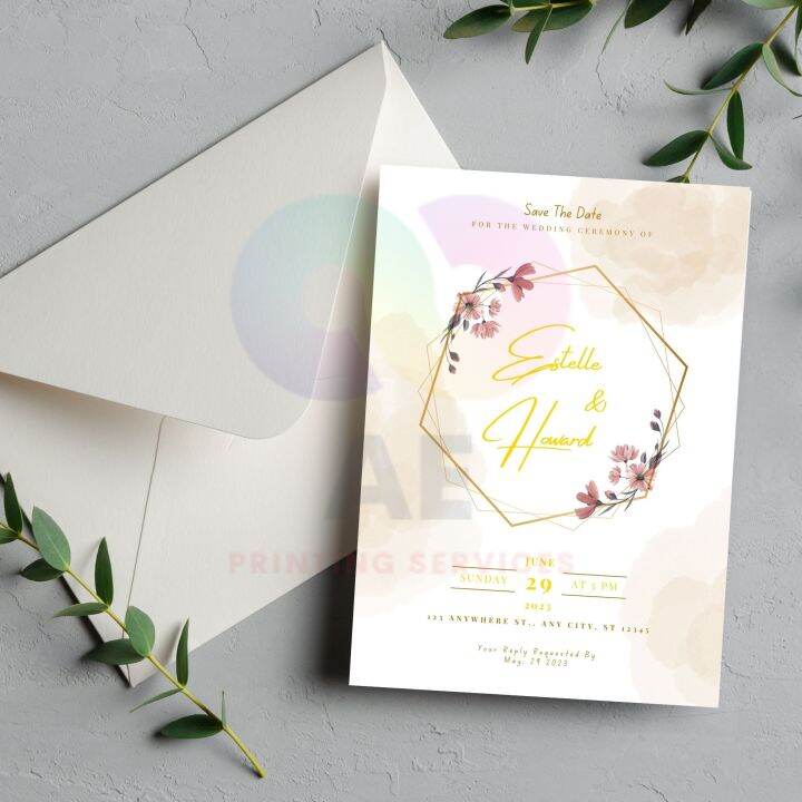 Gold Simple Elegant Customize Wedding Invitation (5R 4R) PREMIUM DESIGN ...