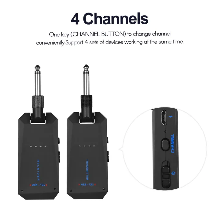Ammoon AM-5G A8 Wireless 5.8G 2.4G Guitar System Rechargeable Audio ...