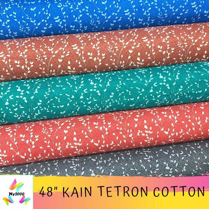 Kain Tetron Cotton TC (Polyester) Corak Daun Abstrak [1 Kuantiti = 0.5 ...