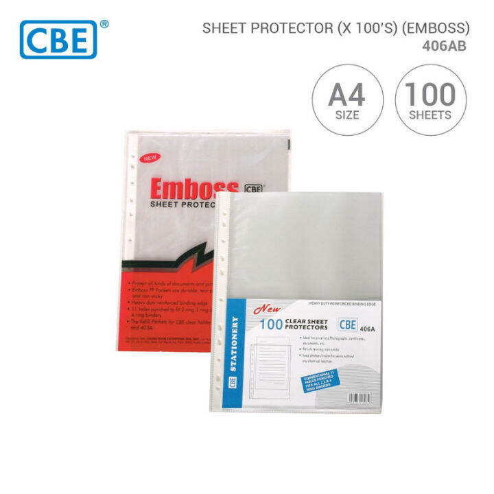 CBE Sheet Protector Emboss (100'S) 406AB | Lazada