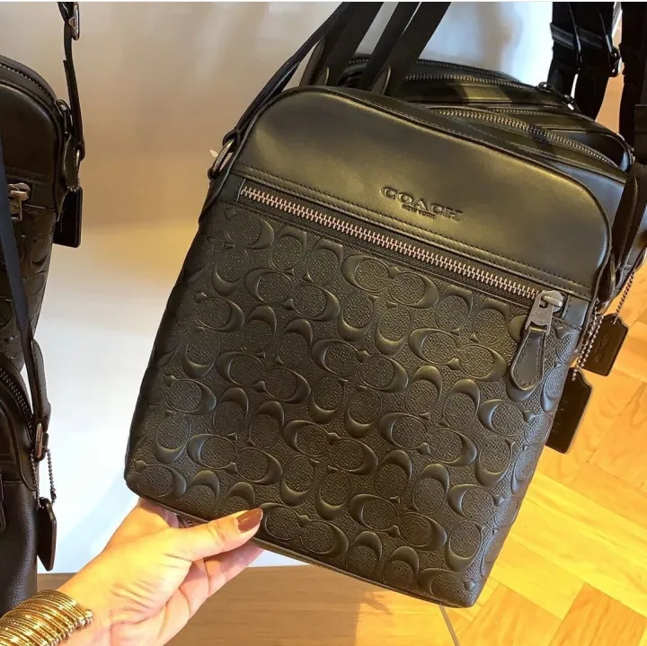 Original Coach F73338 Houston Flight Bag In Signature Leather - Black ...