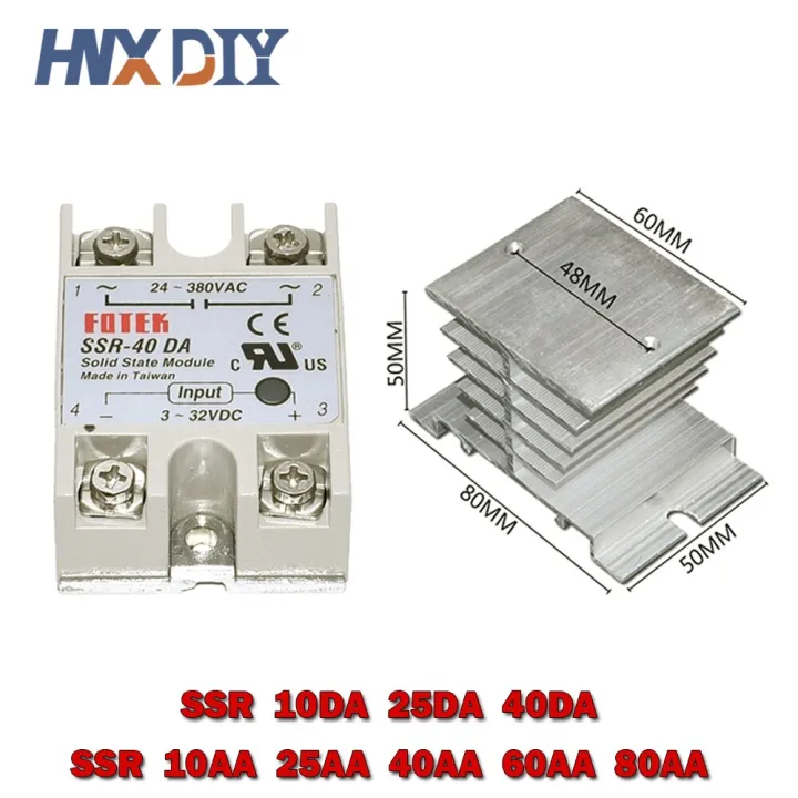 Solid State Relay SSR 10DA 25DA 40DA 10AA 25AA 40AA 60AA 80AA DC ...